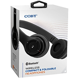 Coby Bluetooth Headphones, Wireless Headphones with Mic Built-in, AUX, Hands-Free Calling, Over-Ear Foldable Headset, Rechargeable, 5-HR Play