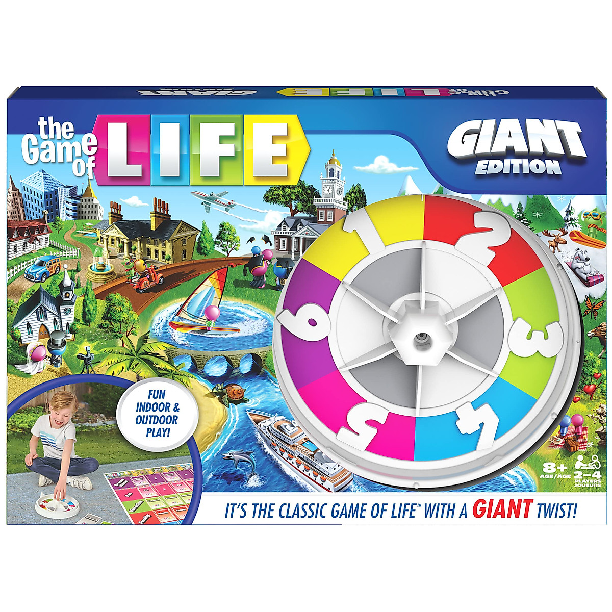 The Game of Life, Giant Edition Family Board Game Indoor/Outdoor Fun Game with Big Oversized Gameboard Cards Spinner, for Adults and Kids Ages 8 and up