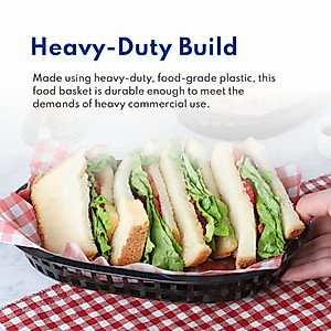 New Star Foodservice 44140 Fast Food Baskets, 9 1/4-Inch x 6-Inch Oval, Set of 12, Black