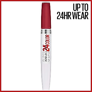 Maybelline Super Stay 24, 2-Step Liquid Lipstick Makeup, Long Lasting Highly Pigmented Color with Moisturizing Balm, Keep Up The Flame, Red, 1 Count
