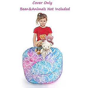 KABOER Bean Bag Cover for Kids,200L Stuffed Animal Storage Bean Bag Chair Cover |Stuffable Zipper Beanbag for Organizing Children Soft Plush Toys (32x29inch)