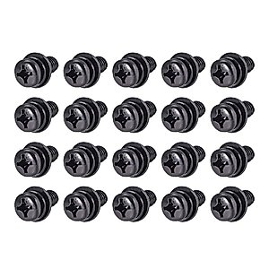 uxcell M6 x 14mm Carbon Steel Phillips Pan Head Machine Screws Bolts Combine with Spring Washer and Plain Washers 20pcs
