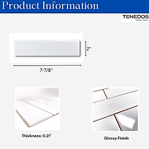 White Subway Tile Gloss Finish 2" X 8" ( 60 pieces- Box of 6.5 Sqft), Wall Tile, Backsplash Tile, Bathroom Tile, Designed in Italy