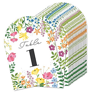 Big Dot of Happiness Wildflowers Bride - Boho Floral Bridal Shower and Wedding Party Double-Sided 5 x 7 inches Cards - Table Numbers - 1-20