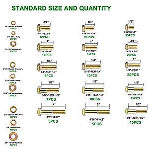 FOLIV 467Pcs Heavy Duty Bolt Nut Washer Assortment Kit - Flat Hex Screws Bolts Nuts Lock and Flat Gasket Washers Assortment Kit, Grade 8