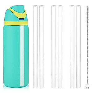6PCS Replacement Straws for Owala Water Bottle 24 oz 32 oz, Reusable Plastic Straws with Cleaning Brush for Owala Cup 24oz 32oz Travel Tumbler Accessories Parts Straws for Sports Bottle(White)
