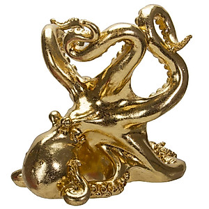 NIANWUDU AmazingGifts Ocean Sea Octopus The Call of Cthulhu Golden Finish Wine Holder Tabletop Home Decor Figurine