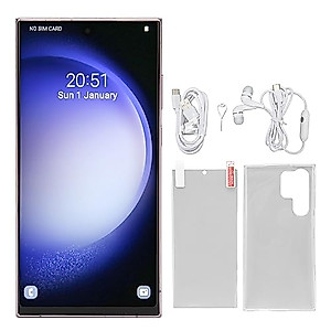 Face Unlock Smart Phone, 6.67in Center Hole Screen WiFi Mobile Phones with Built in Stylus, 1440 x 3088, 6+64GB, 2SIM Slot, 16+ 24MP Dual Camera, 6800mAh for Android 8.1 (Pink)