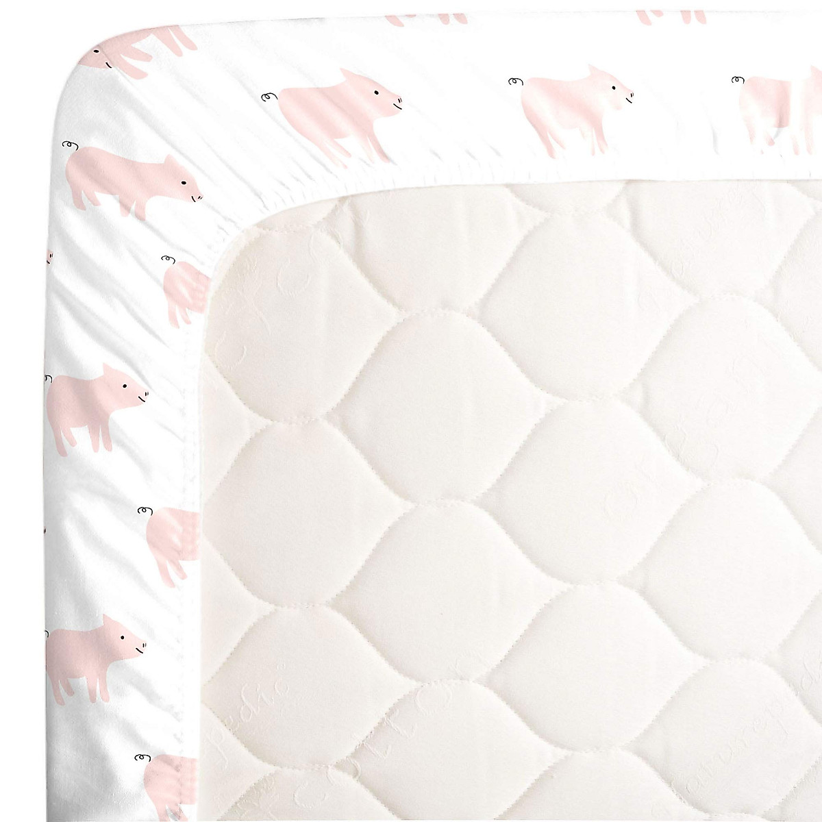 NoJo Piggy Pink and White Super Soft Mini Crib Sheet