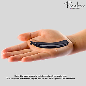 Parcelona French Small 3 ¾” Celluloid Set of 2 French Banana Hair Clip Flexible Ponytail Holder Fashion Durable Styling Paris Hair Accessories for Women, Made in France (Tortoise Shell-Black)