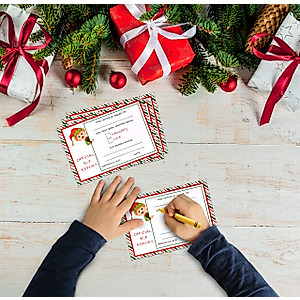 Gift Boutique 50 Elf Report Cards 4" x 6" Official Elves Report Notice Naughty or Nice Behavior Xmas Note Card Letter to Santa North Pole for Holiday Students & Kids Activities Stationery Set