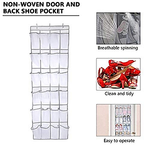 Isabelvictoria 24 Large Mesh Pockets Non-Woven Hanging Storage Bag Behind Doors Space Saving Shoes Rack Household Accessories
