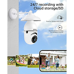 Light Bulb Security Camera, 2K Bulb Security Camera 5G/2.4GHz,Security Cameras Wireless Outdoor with Automatic Human Detection,Motion Detection,Color Night Vision Bulb Camera Compatible with Alexa