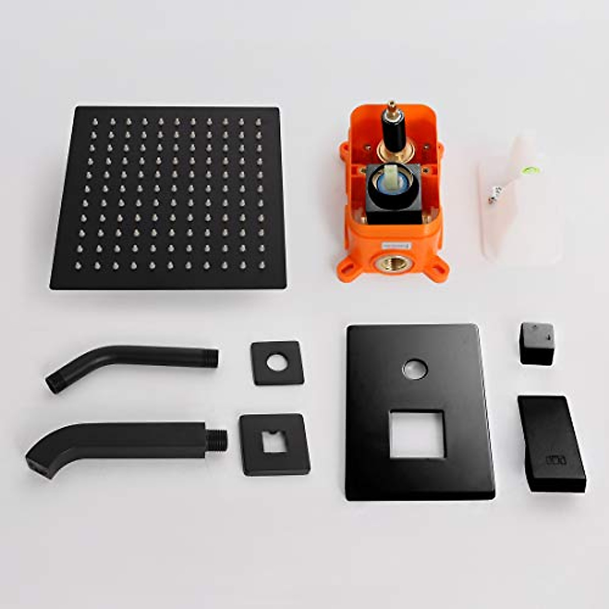 POP SANITARYWARE Black Tub and Shower Faucet Set Bathroom Luxury Rain Mixer 8 Inch Shower Head System with Tub Spout Single Handle Tub and Shower Trim Kit with Valve