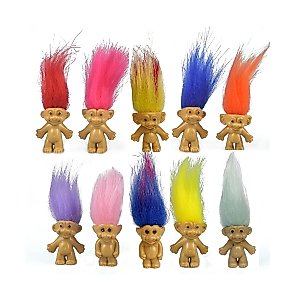 Yintlilocn 10PCS Mini Troll Dolls, PVC Vintage Trolls Lucky Doll Mini Action Figures 1.2" Cake Toppers Chromatic Adorable Cute Little Guys Collection, School Project, Arts Crafts, Party Favors