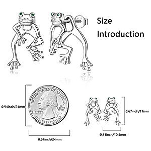Frog Earrings for Women 925 Sterling Silver Fun Cute Two Way Frog Stud Earrings Jewelry Gift