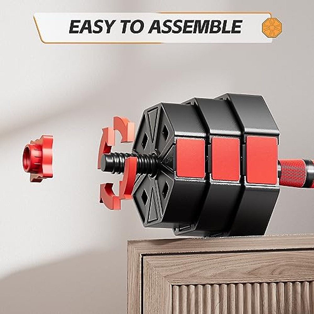BIERDORF Professional Grade Adjustable Weights Dumbbells Set of 2 Weight Set for Home Gym 3 In 1 Used as Barbell, Dumbbell, Push up Bars 40LB Free Weights Dumbbells Set for Women and Men