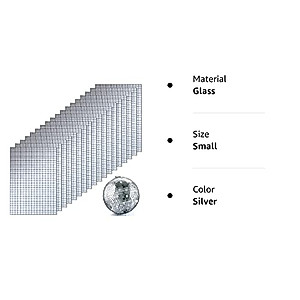 Self-Adhesive Mirrors Mosaic Tiles Real Glass Craft Mini Square Glass Mosaic Stickers Mini Mirror Stickers for DIY Disco Glass Tiles Decorations Making, 5 x 5 mm (Silver,10800 Pieces)