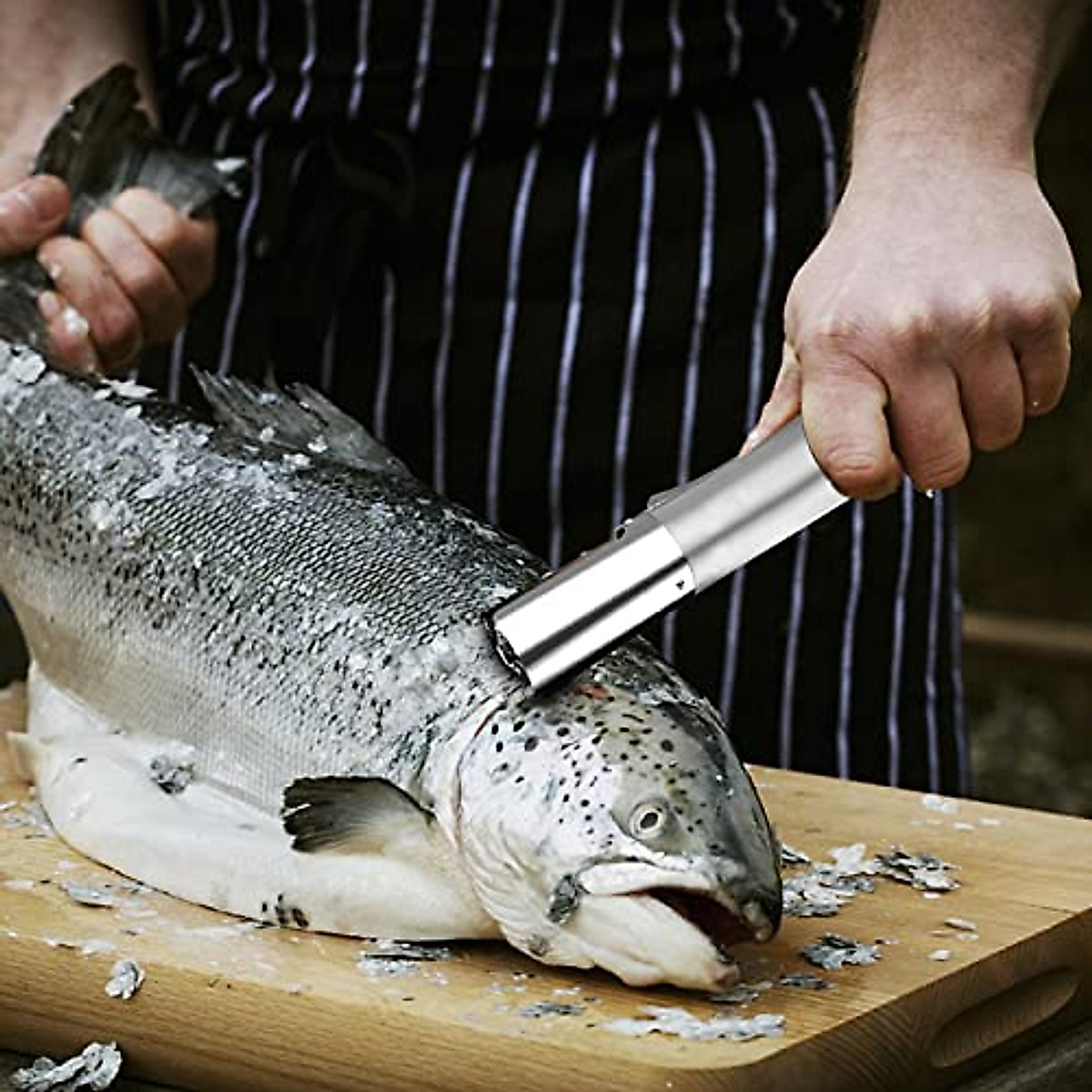 ＫＬＫＣＭＳ Electric Fish Scaler, Fish Scale Remover Descaler Seafood Cleaning Tool Automatic Fish Scale Cleaner Fish Cleaning Tools for Restaurant, Argent