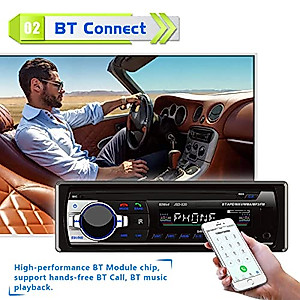 Eaglerich 12V Car Stereo FM Radio MP3 Audio Player Built in Bluetooth Phone with USB SD MMC Port Car Radio Bluetooth in-Dash 1 DIN ISO Connector