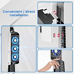 Upgraded PS5 Cooling Fan with LED Light,Quiet and Efficient Cooling System for PS5 Cooler,2 Fan Speeds,3 Small Fans,USB 3.0 Port Compatible with PlayStation 5 Digital & Discs Edition
