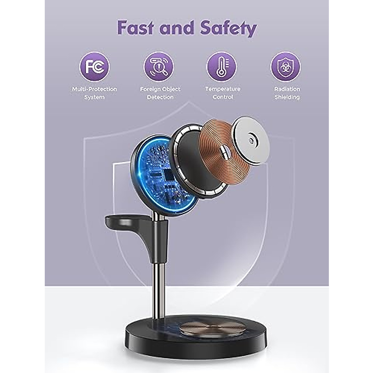 3 in 1 Wireless Charging Station for Multiple Devices Apple, Aeinidi 15W Fast Mag-Safe Charger Stand, Magnetic Charger for iPhone 14 13 12 Pro Max/Plus/Pro/Mini, Apple Watch, AirPods Pro 3 2, Black