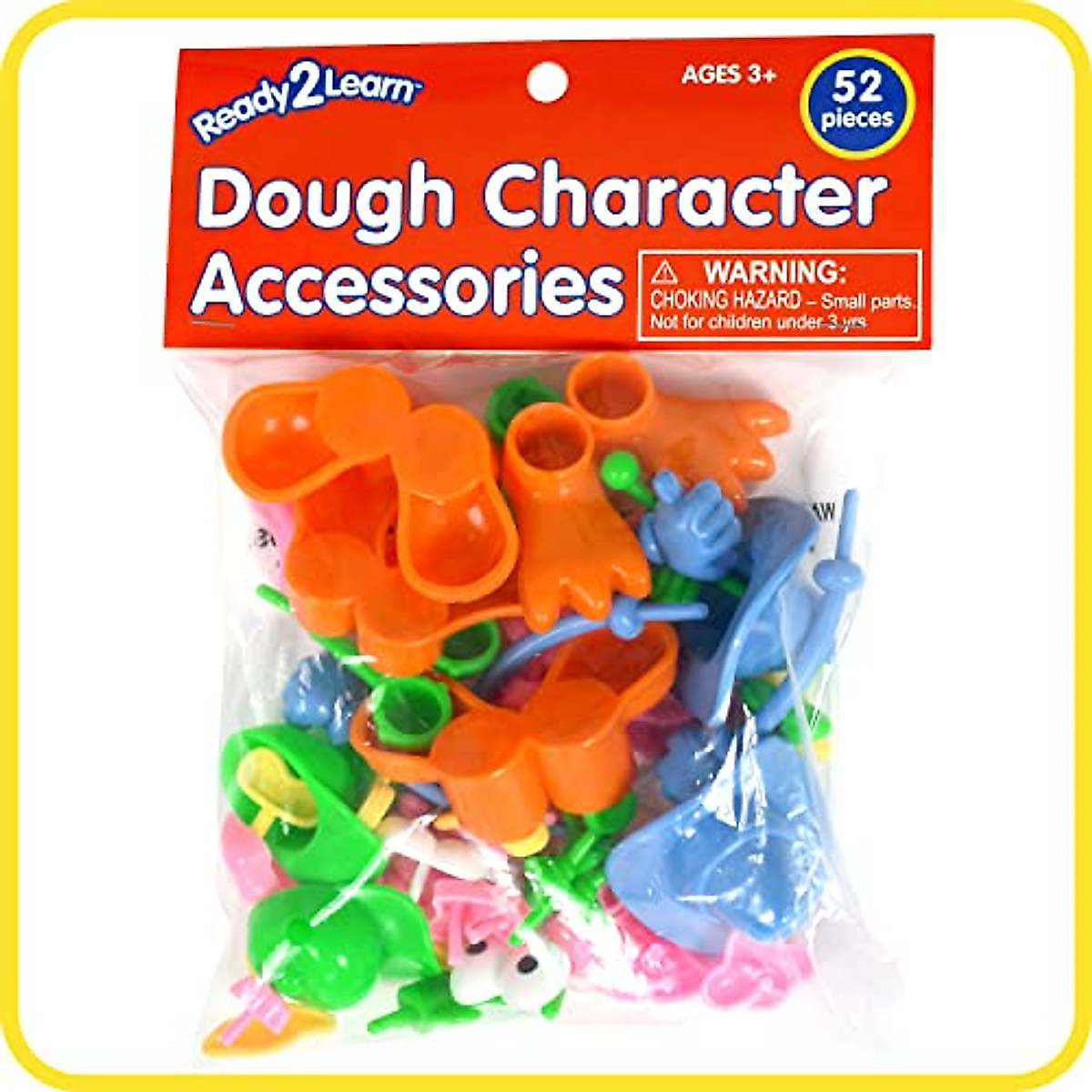 READY 2 LEARN Dough Character Accessories - Set of 52 - 21 Different Shapes - Dough Toys for Kids - Decorate Dough Creations - Create Animals and Characters with Food and Objects