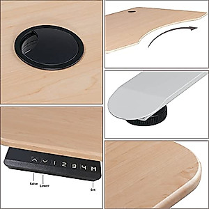 FinerCrafts Standing Desk 71" x 32" Inches Dual-Motor Height Adjustable Desk Electric Sit Stand Desk Home Office Desks Whole Piece Desk Board (Natural Maple Desktop/White Frame)