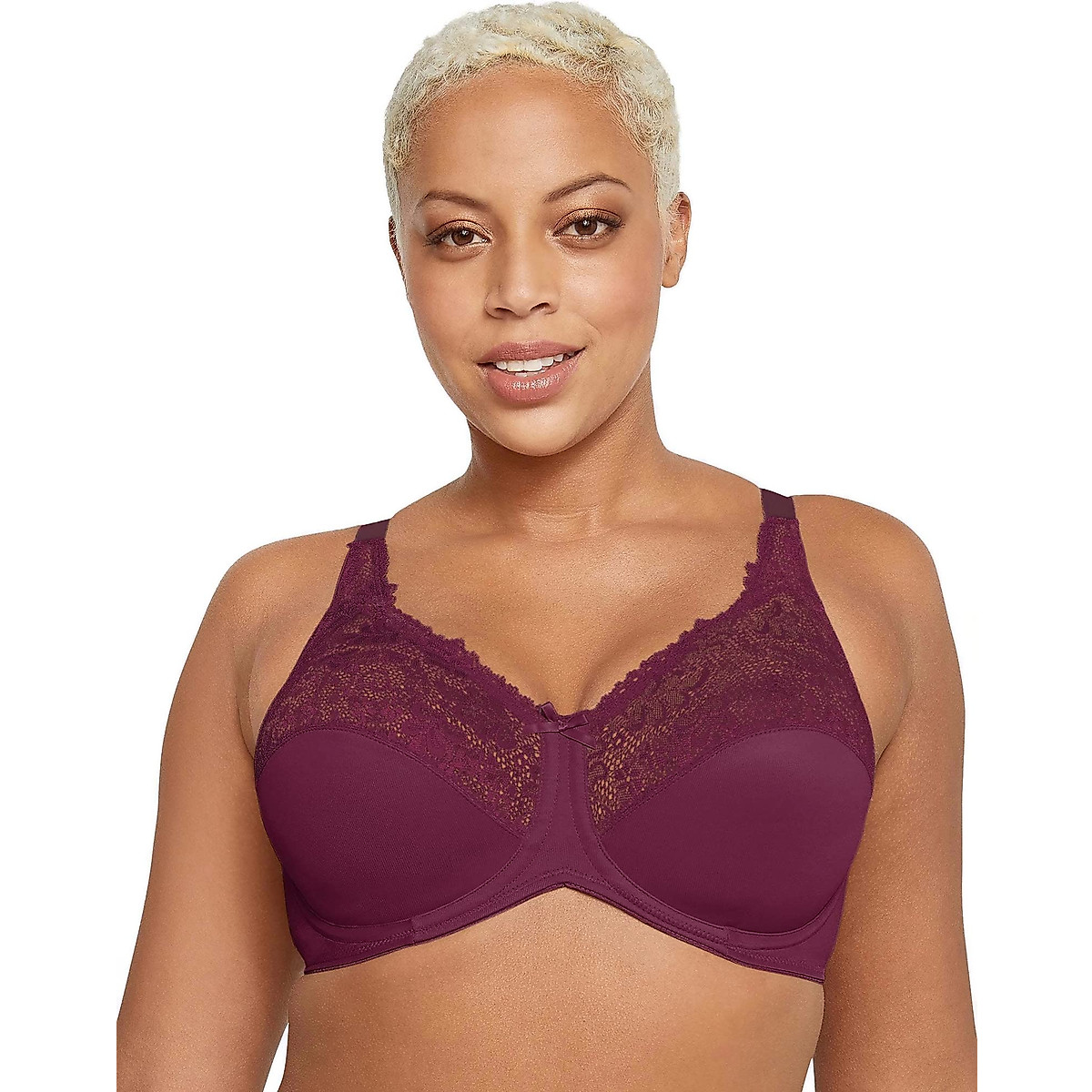 Lilyette by Bali Womens Tailored Minimizer Bra with Lace Trim, 38DDD, Sparkling