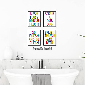 Brooke & Vine Kids Bathroom Wall Decor Art Prints (UNFRAMED 8 x 10 Set of 3) Funny Colorful Quotes Children, Toddler, Baby Girl, Baby Boy, Classroom, Washroom, Restroom, Powder Room (Splish Splash)