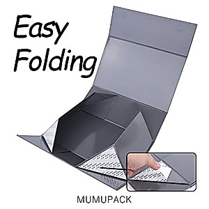 1 Pack grey Gift Box 12x8x4.5 Inches Large Gift Boxes with Lids and Magnetic Closure Collapsible Gift Boxes with Card and Ribbon for Presents Men Gift Wedding Male Birthday Graduation Merry Christmas