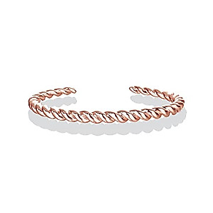 PAVOI 14K Rose Gold Plated Twisted Chunky Bangle Bracelet | 14K Gold Plated | Lightweight Everyday Jewelry (6.5, Rose Gold)