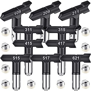 Spray Tips Reversible Spray Tip Airless Spray Nozzles for Airless Paint Spray Guns and Airless Sprayer Spraying Machine (10 Pieces,109, 209, 211, 311, 315, 415, 417, 515, 517, 621)
