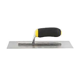ZJNOTED plastering Trowel 12"X4" Carbon Steel Soft Handle plastering Trowel Normal Polish Plaster Finishing Trowel Carbon Steel Grip Handle