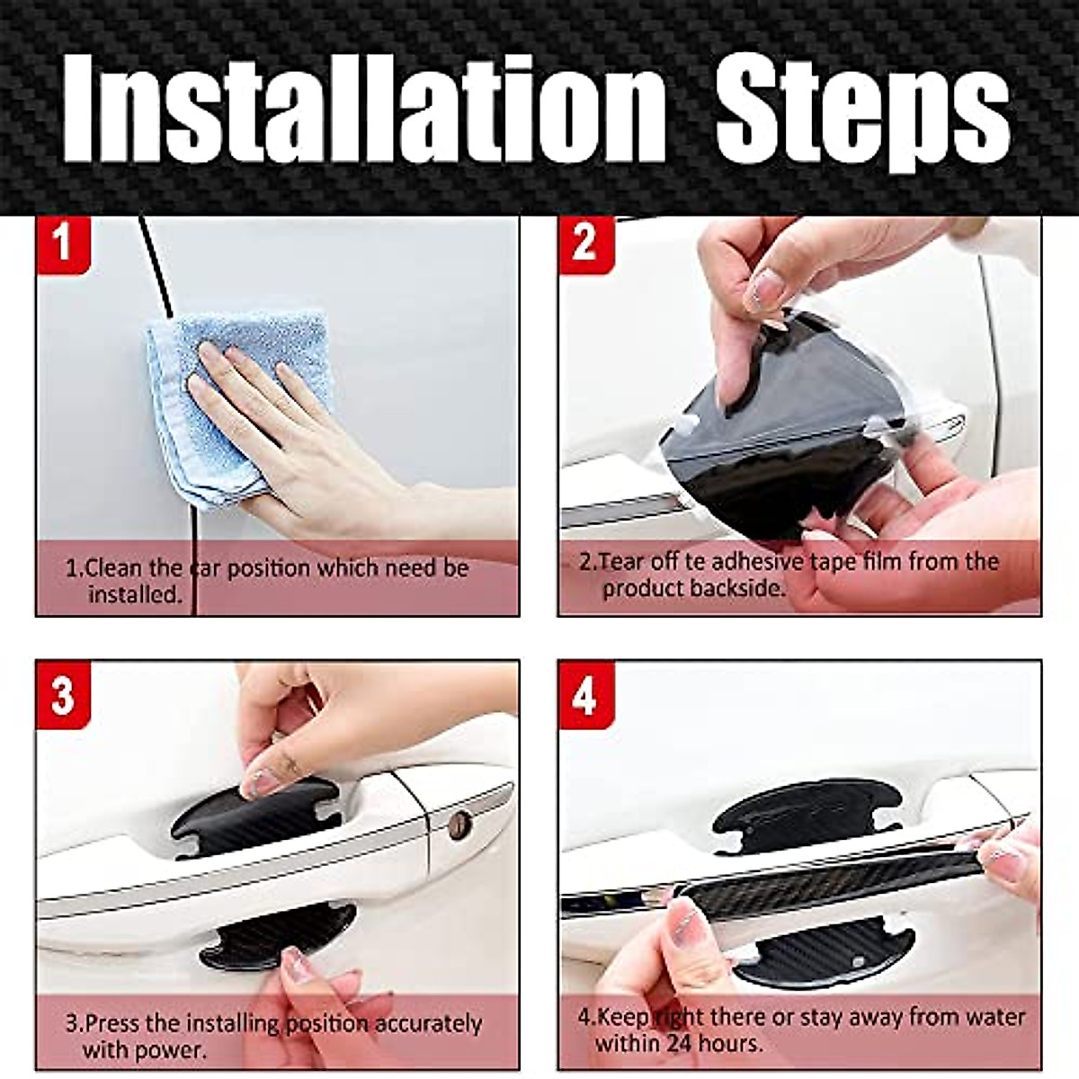 Carbon Fiber Car Door Handle Stickers Protector, Door Side Paint Protection, Door Handle Scratch-Resistant Carbon Fiber Protective Film, Universal Car Accessories for All Cars