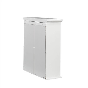 Teamson Home St. James Removable Wood Wall Cabinet 2 Doors 2 Adjustable Shelves 3 Storage Spaces, White
