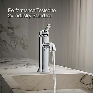 KOHLER 27000-4-CP Occasion Single-Handle Bathroom Faucet with Pop-Up Drain Assembly, One Hole Bathroom Sink Faucet, 1.2 gpm, Polished Chrome