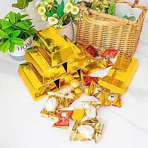 INKNOTE 25 Pcs Gold bar party favor boxes Fake gold bars for Pirate theme party supplies Stage prop Kids gift Bank pretend play (golden)
