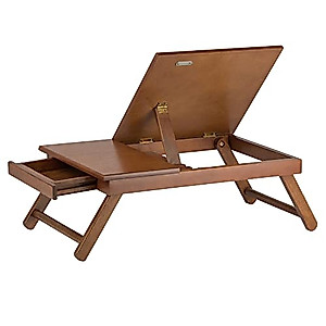 Winsome Anderson, Flip Top with Drawer, Foldable Legs Lap Desk, Teak, 25.37x13.78x8.06