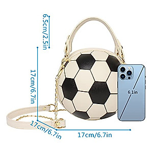 LABANCA Women Girls PU Leather Basketball Shaped Shoulder Bag Round Crossbody Bag Tote Purse, Soccer