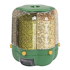 Gagalayong Cereal Grain Container Storage, 6 Compartment Separate Rice Dispenser, 360° Rotating Grain Storage Food Dispenser with Lid for Peanut Barley Millet and Large Grain Cereal (27.55lbs