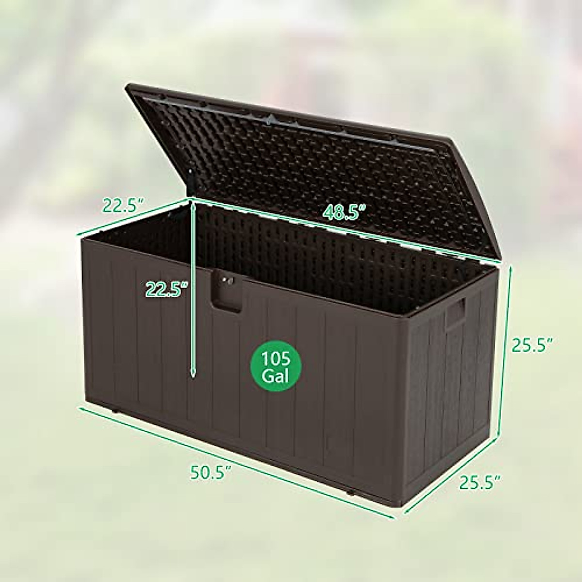 GOFLAME 105 Gallon Outdoor Storage Deck Box, Weather Resistant ...