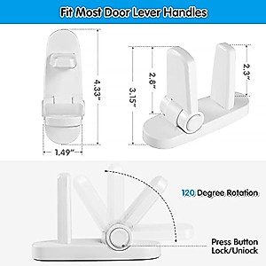 RENAISSANT 2 Pack - Childproof Door Lever Lock, Prevents Toddlers from Opening Doors, Easy One Hand Operation Door Locks for Kids Safety, ABS with Damage-Free 3M Adhesive Child Safety Door Handle Lock