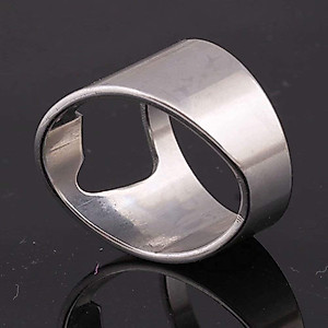 JAJAFOOK 316L Stainless Steel Beer Bar Tool Creative Versatile Bottle Opener Ring for Party Ring，Silver 12