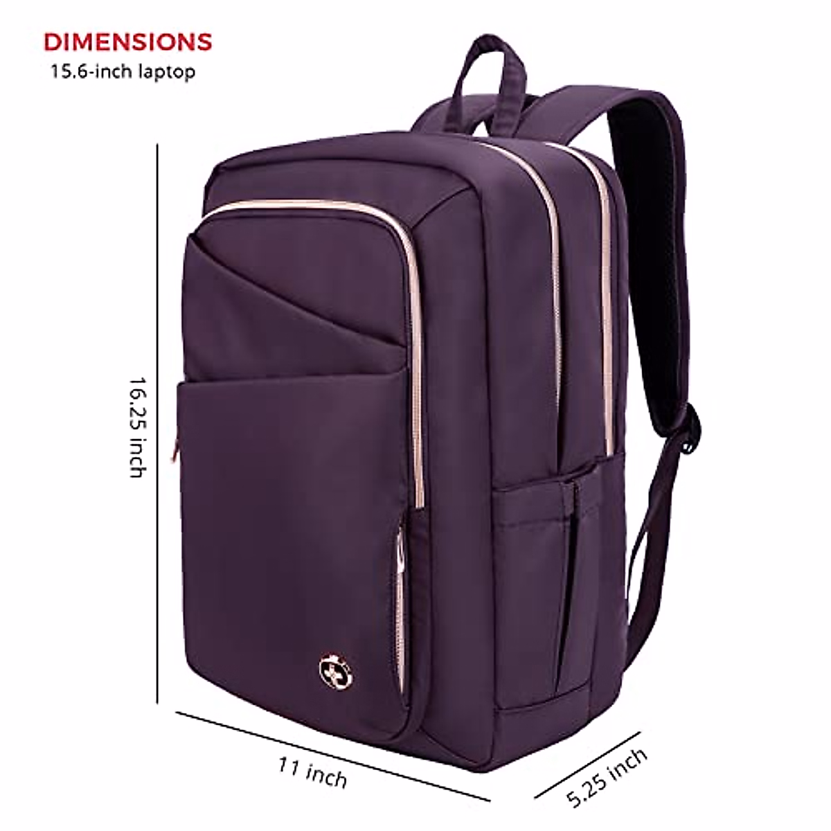Swissdigital Design Katy Rose Laptop Backpack For Women，College Bookbags With USB Charging Port，Large Capacity Computer Backpacks For Work Business Purple(SD1006F-46)