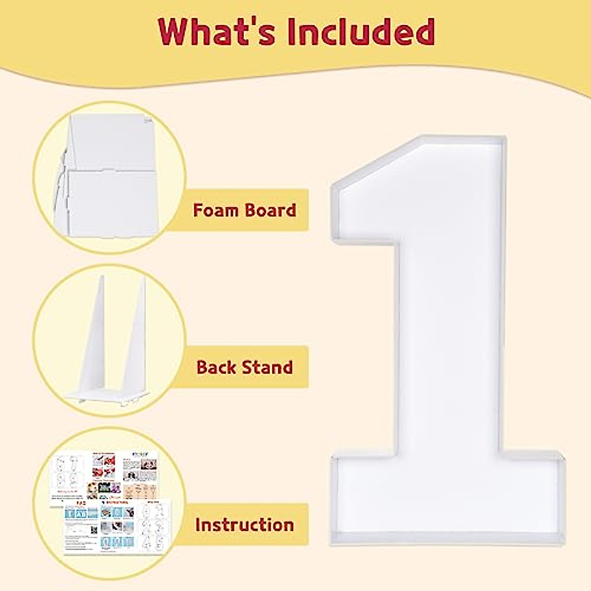 imprsv 3FT Mosaic Numbers for Balloons, Balloon Mosaic Number Frame, Marquee Number 1, One Balloon for First Birthday, 1st Birthday Decorations, First Anniversary Decor, Large Cardboard Numbers