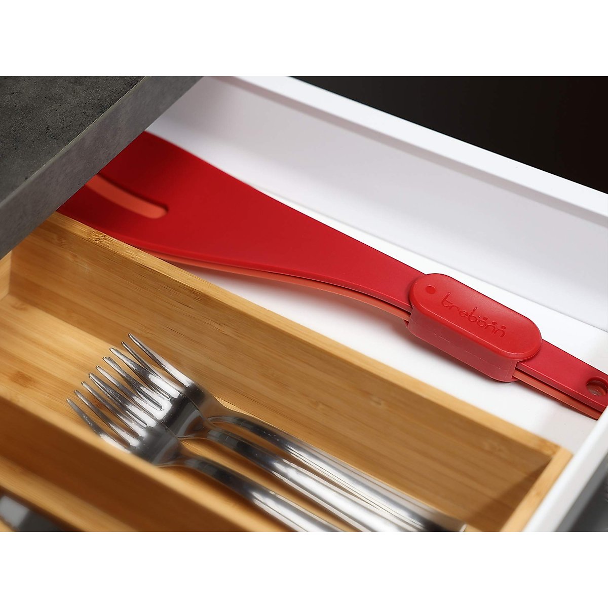 Trebonn Twins Salad Server Salad Cutlery Set consisting of Spoon and Fork. Use Separately for Mixing, use Together for Serving and Save Space in The Drawer