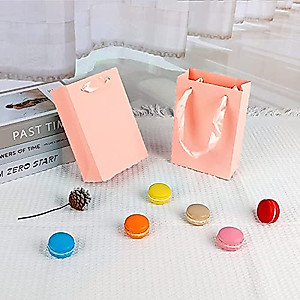 Dasofine Pink Gift Bags, 12pcs Pink Paper Bags, 7.4'' × 3.14'' × 10.15'' Pink Gift Bags with Handles, Gift Bags Bulk for Shopping, Party, Wedding