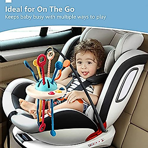 Baby Sensory Toys Montessori Activity - Infant 6 Months Learning Pull String 6-12 Girl Teething Chew Birthday Gift Age 1 Year Old Boy 0 2 3 4 5 7 8 9 10 11 UFO Pulling 18-24 Toddler Travel Essentials