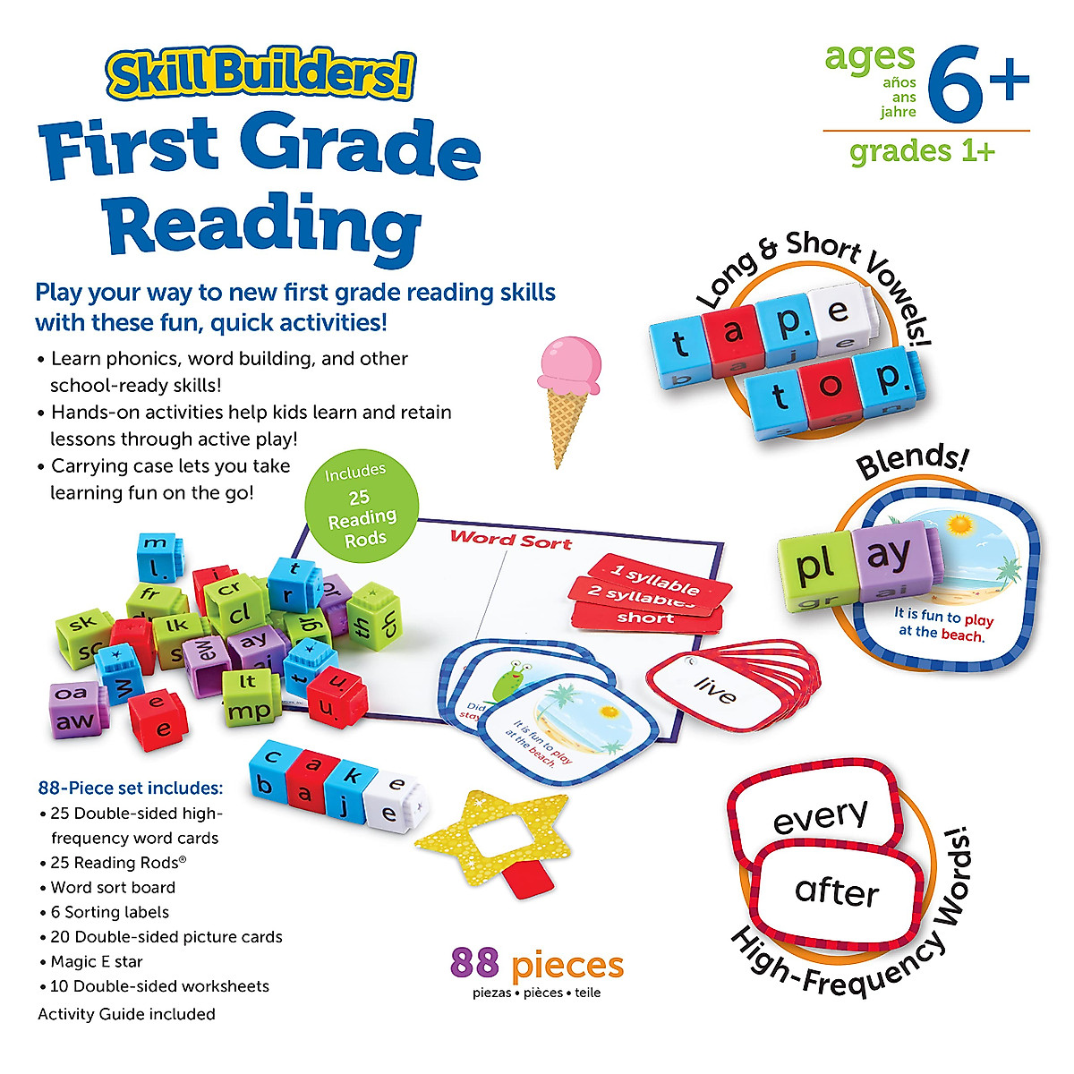 Learning Resources Skill Builders! 1st Grade Reading, Homeschool, Curriculum First Grade, Learning Games, First Grade, Learning Materials, 88 Pieces, Age 6+